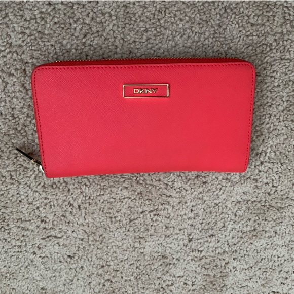 Donna Karan | Bags | Dkny Red And Pink Wallet | Poshmark